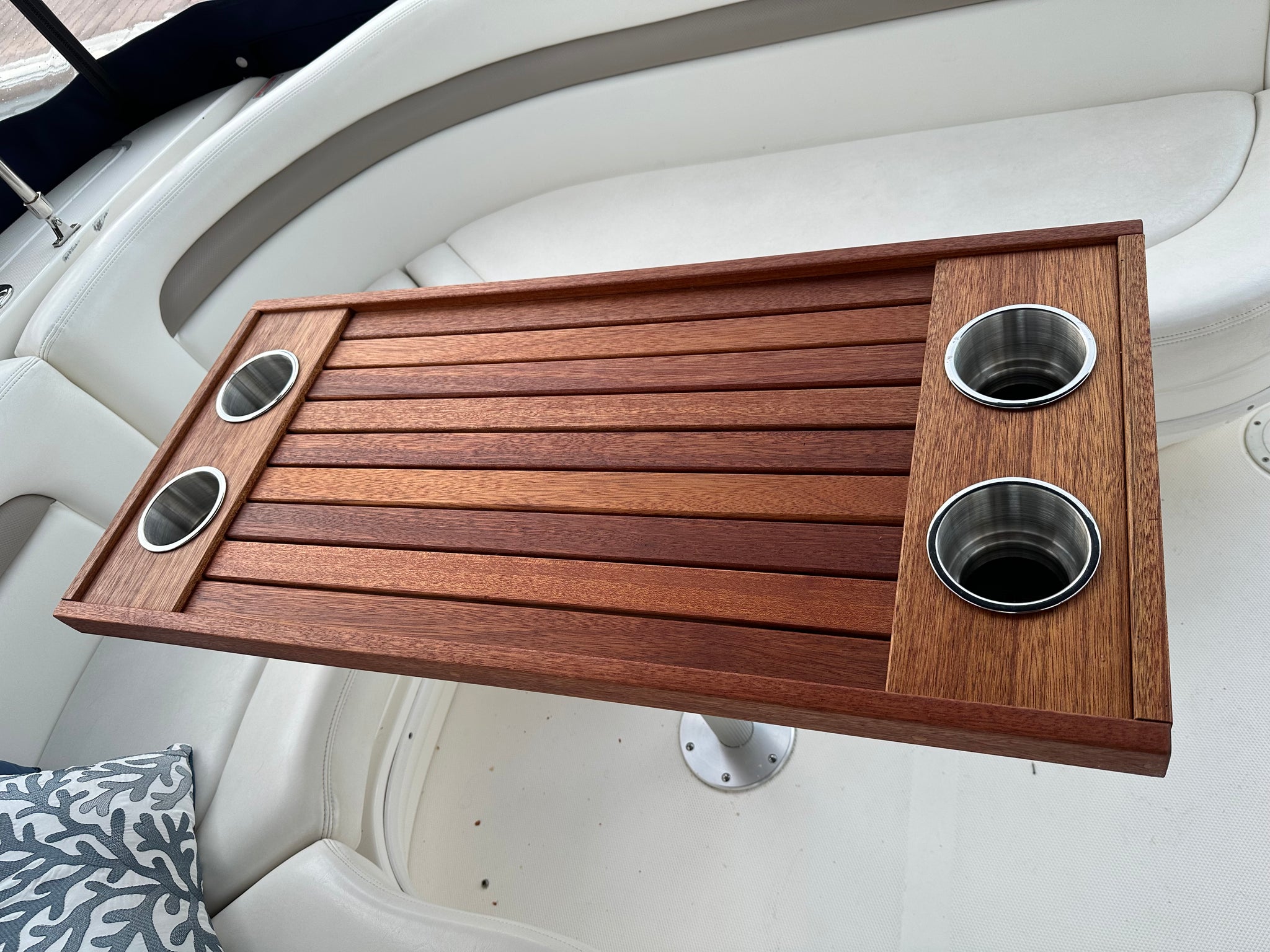 Mahogany Cockpit Boat Table with Teak Oil Finish – The Transom Table