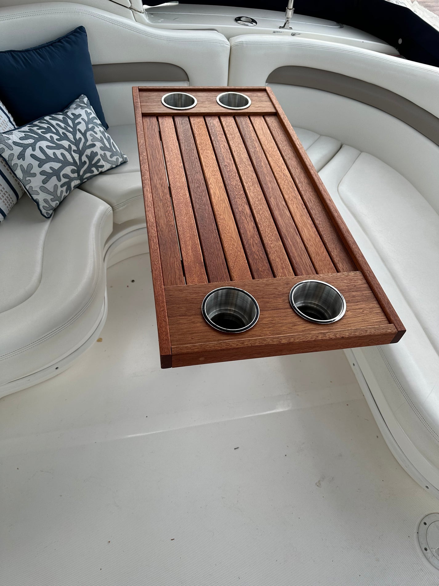 Mahogany Cockpit Boat Table with Teak Oil Finish – The Transom Table